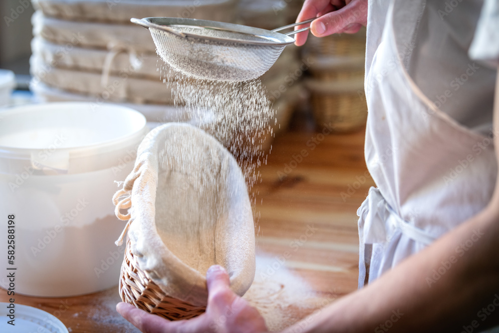 Working in a backery with flour Stock Photo | Adobe Stock