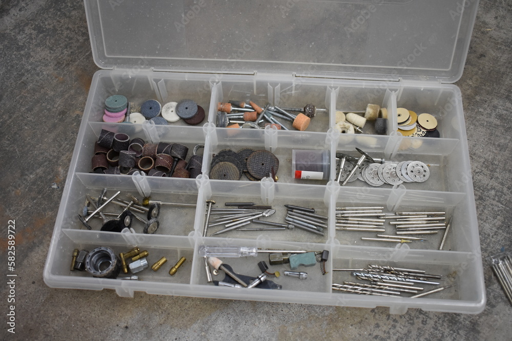 Organized Plastic Box with Dividers Full of Rotary Bits Stock Photo ...