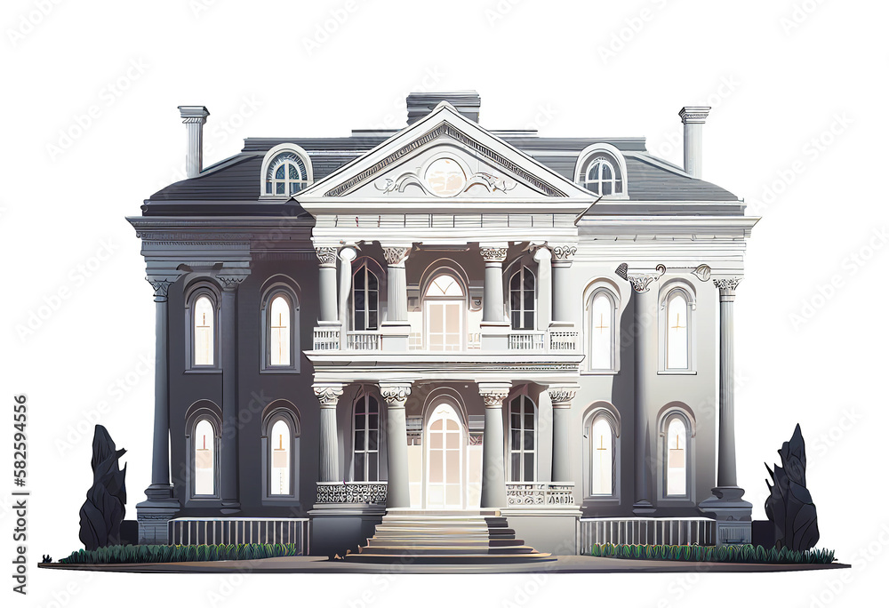 Luxury mansion villa house building. 3d illustration isolated on white ...
