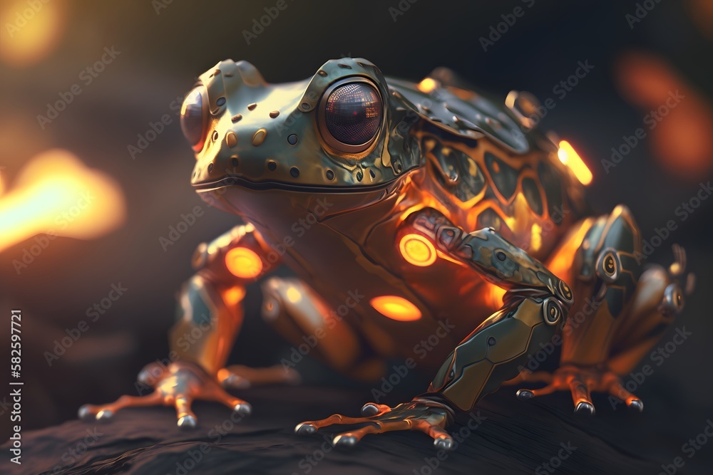 Robot Frog created using AI Generative Technology Stock Illustration ...