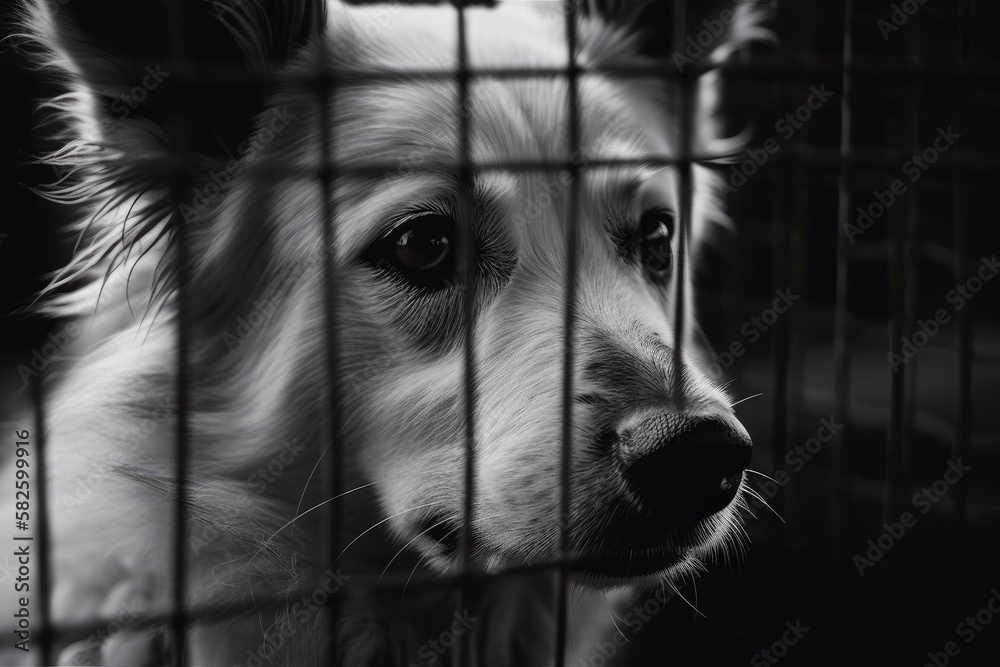 canine in cage. Do we as humans have the right to cage others want them ...