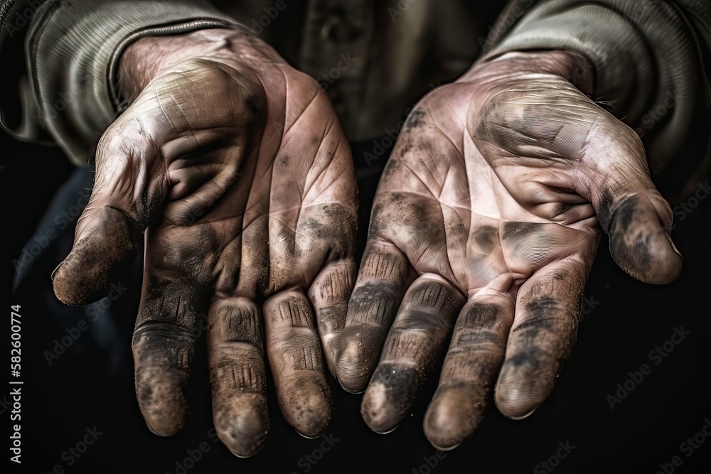 Aged hands, worn and soiled by lifelong toil for meager pay. Now old ...