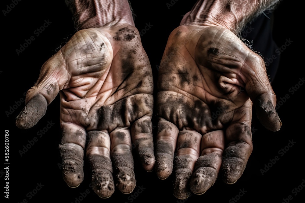 Aged hands, worn and soiled by lifelong toil for meager pay. Now old ...