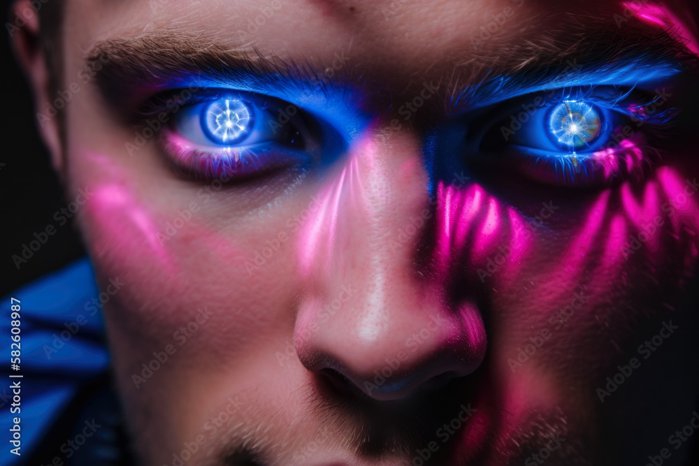 Man With Glowing Blue Eyes