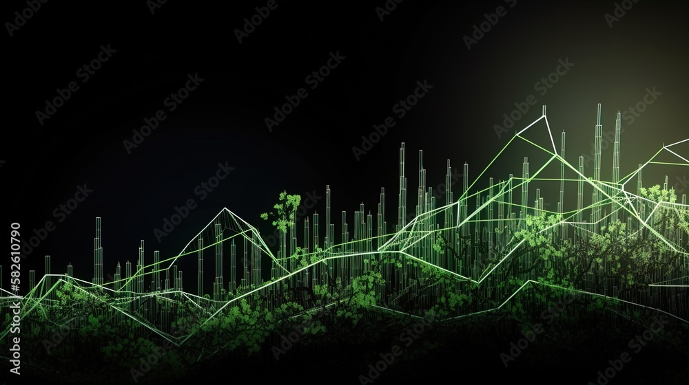 Eco-Friendly Growth: A Virtual Green Arrow Financial Graph with Plants ...