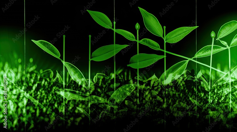 Eco-Friendly Growth: A Virtual Green Arrow Financial Graph with Plants ...
