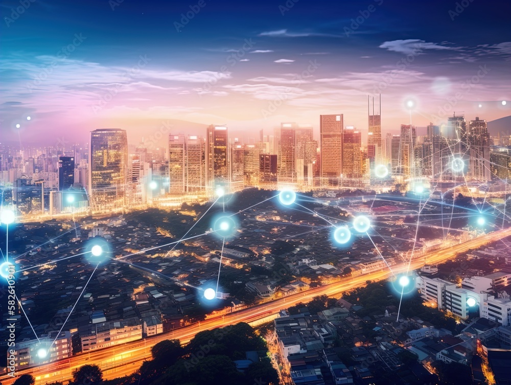 Smart City: Abstract Dot Connections, Gradient Lines, and Aesthetic ...