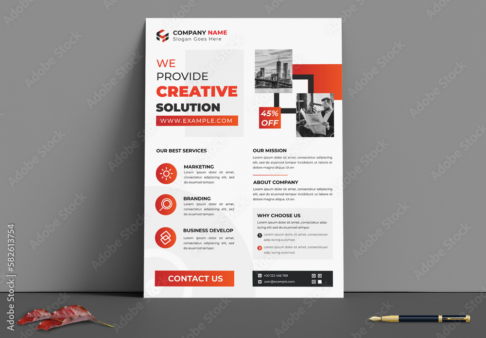 Creative Solution Flyer Design Template Stock Template | Adobe Stock