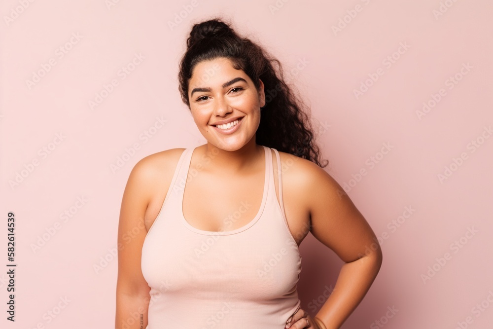 Young curvy beautiful american sport coach entrepreneur posing fierce ...