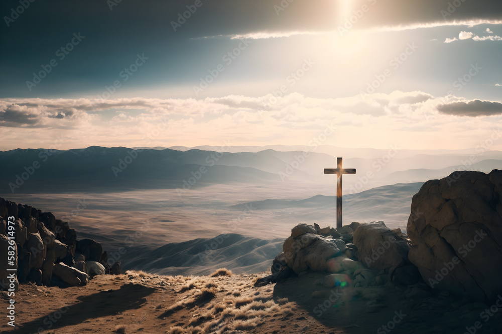 In the beauty of Biblical Christianity, the sunset flare highlights the ...