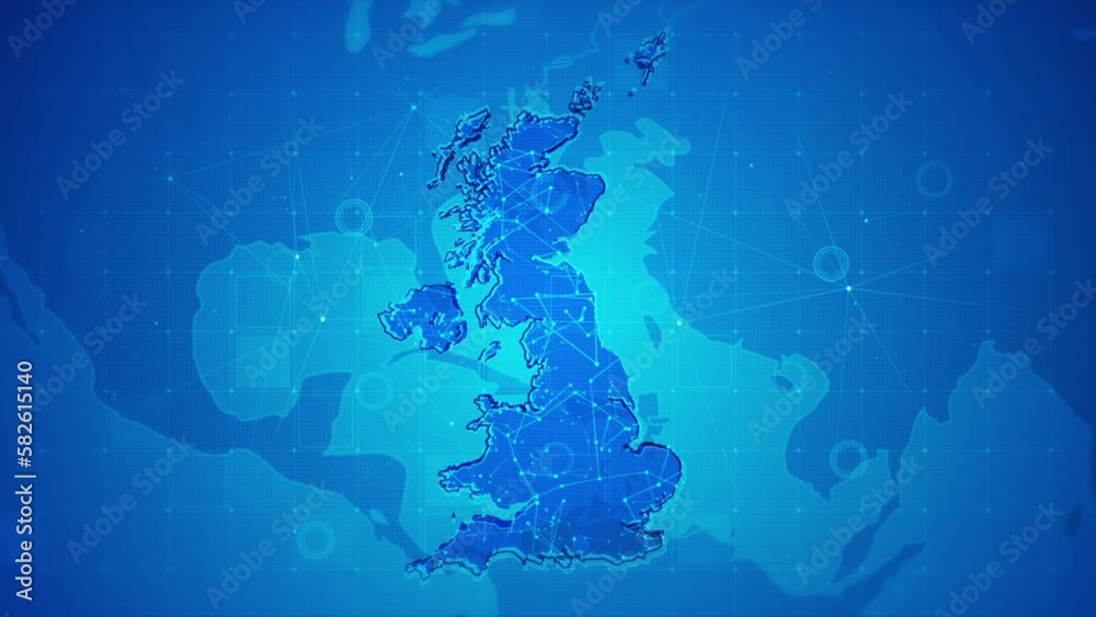 United Kingdom Map Digital Business Network Stock Video | Adobe Stock