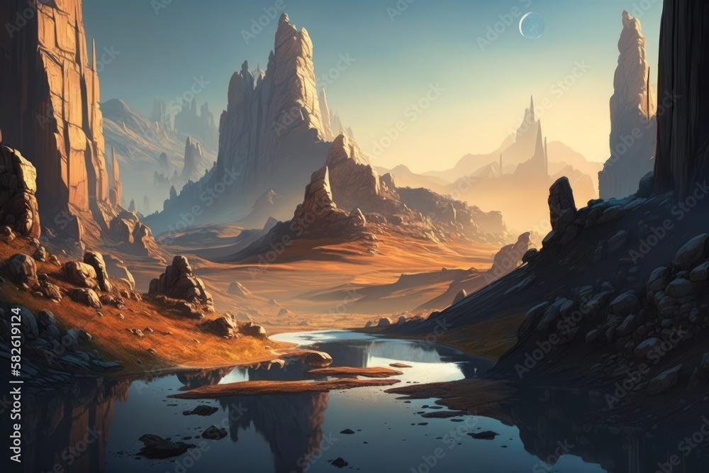 Moebius' Magical Mountain Landscape: Giant Waterfalls, Misty Forests ...