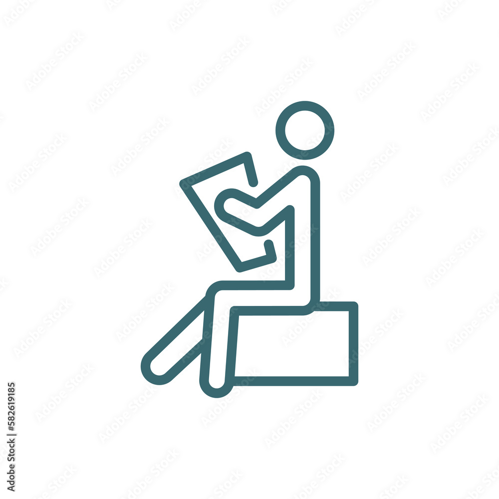 stick man reading icon. Thin line stick man reading icon from behavior ...