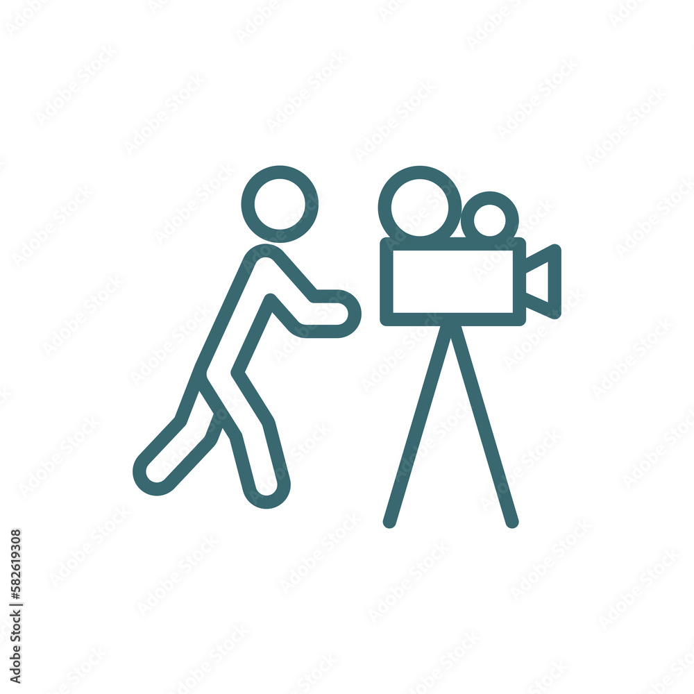 cameraman icon. Thin line cameraman icon from cinema and theater ...