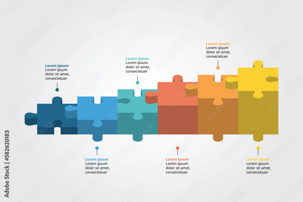 jigsaw graph ladder chart template for infographic for presentation for ...