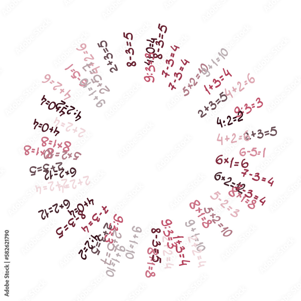 Solve examples. Round pattern of randomly placed different mathematical ...