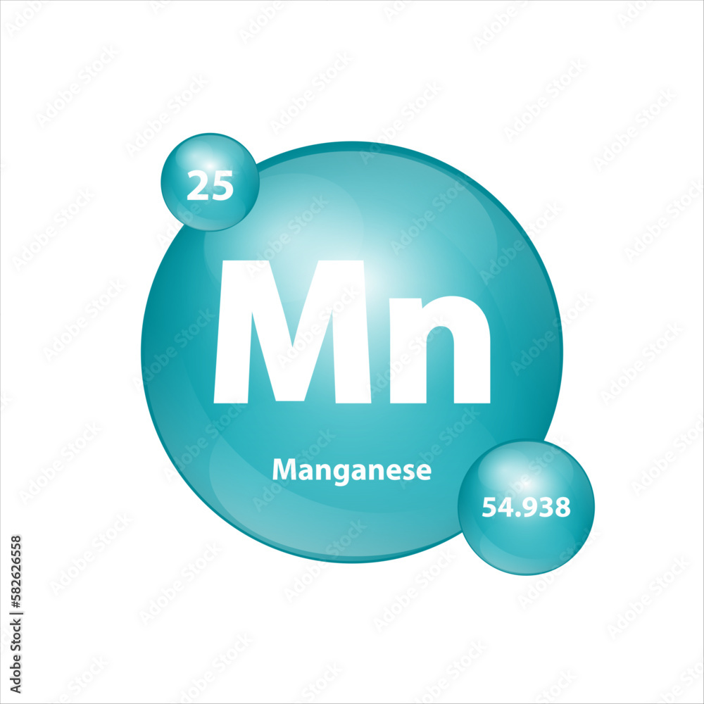 Manganese (Mn) icon structure chemical element round shape circle green ...