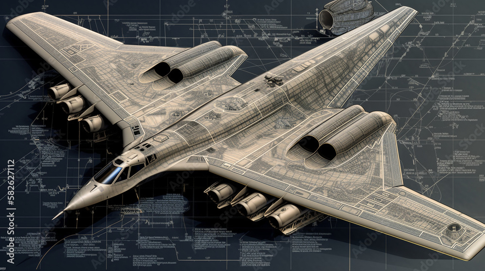 hand-drawn sketch illustration of a bomber jet, design drawing ...