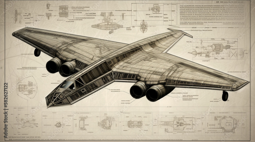 hand-drawn sketch illustration of a bomber jet, design drawing ...