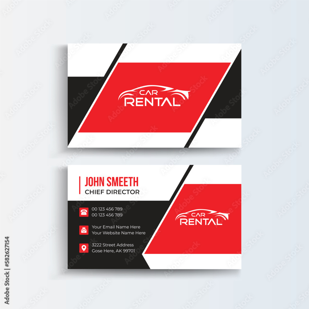 Car Rental Business Company Business card design, abstract visiting ...