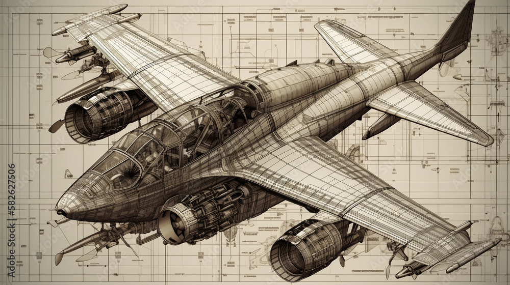 fighter jet design drawing, jet plane sketch, hand-drawn plane drawing ...