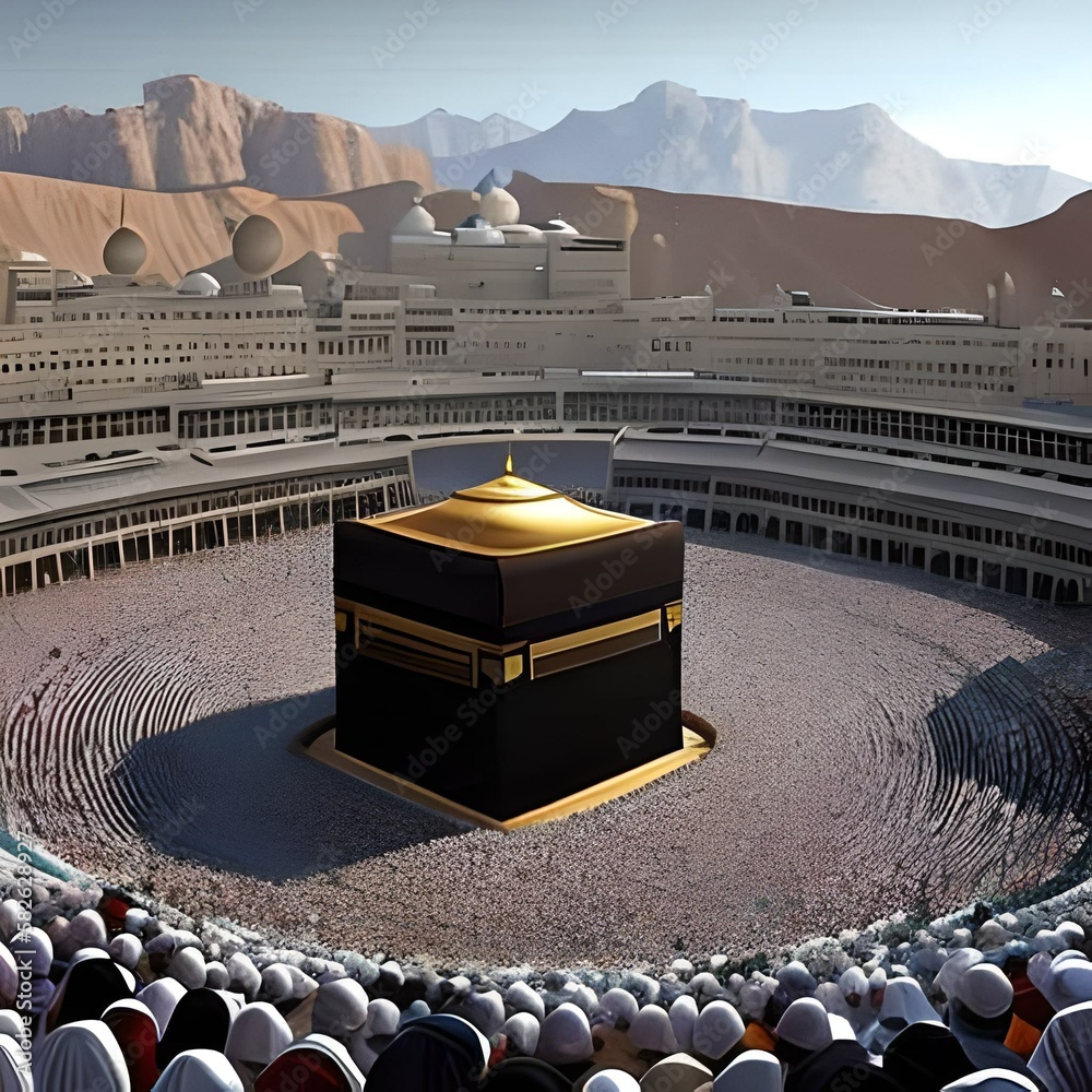 llustration of a person performing tawaf, the ritual circling of the ...