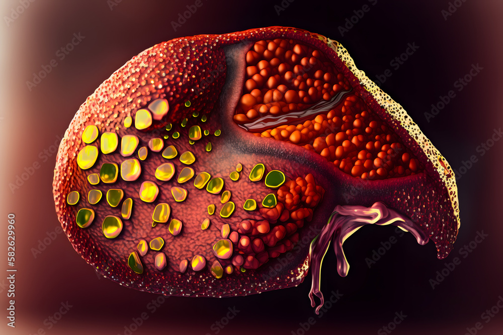 Photo & Art Print Anatomy, abstract structure of the organ of the liver ...