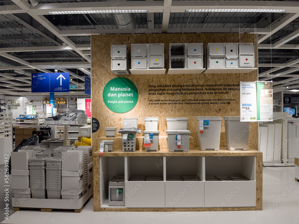 PENANG, MALAYSIA - NOV 22, 2022: IKEA HALLBAR recycle trash bin session ...