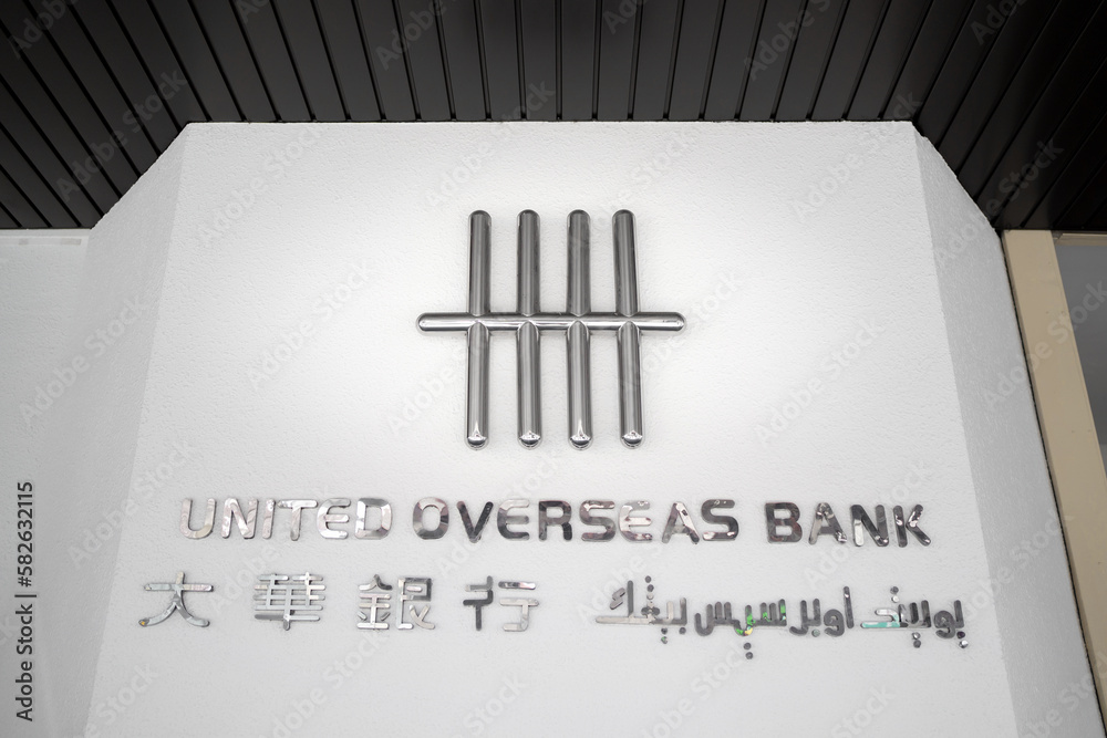 PENANG, MALAYSIA - Mar 02, 2023: United Overseas Bank (UOB) logo in ...