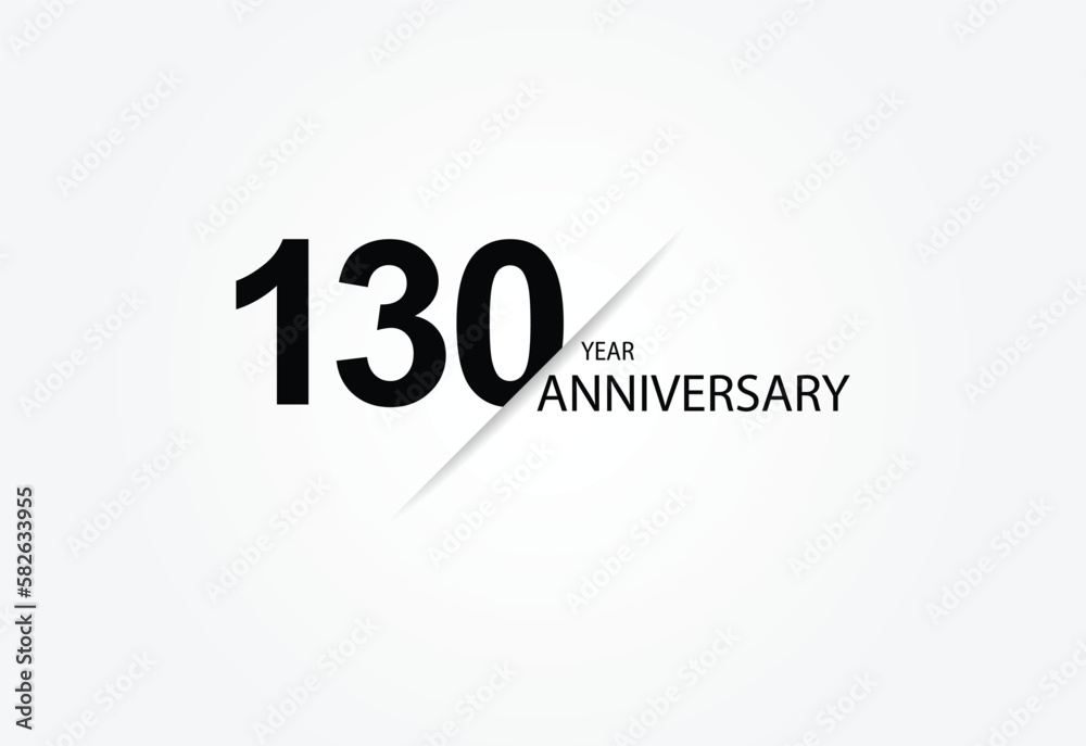 130 years anniversary logo template isolated on white, black and white ...