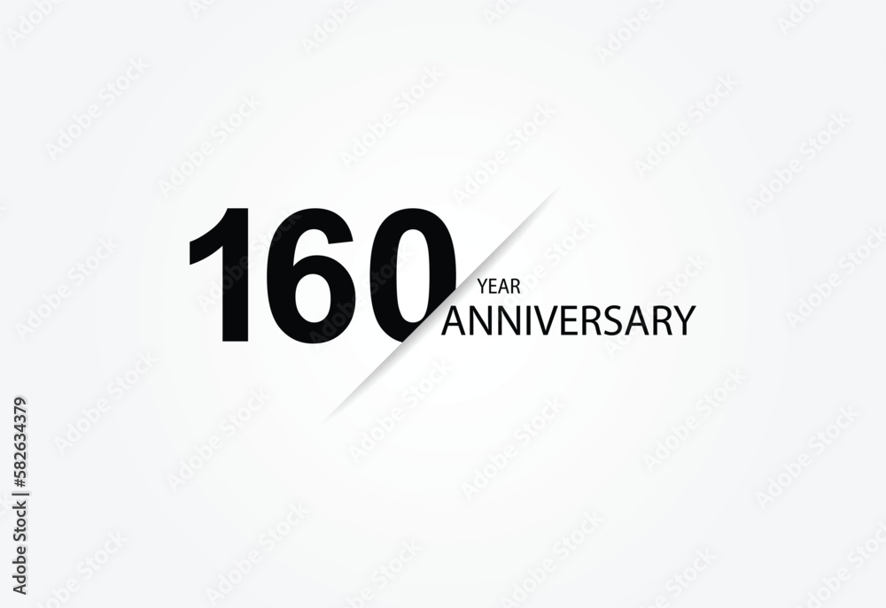 160 years anniversary logo template isolated on white, black and white ...