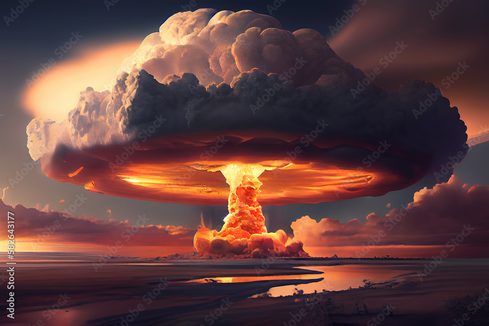 Tsar Bomba mushroom cloud (nuke). Generative Ai Stock Illustration ...