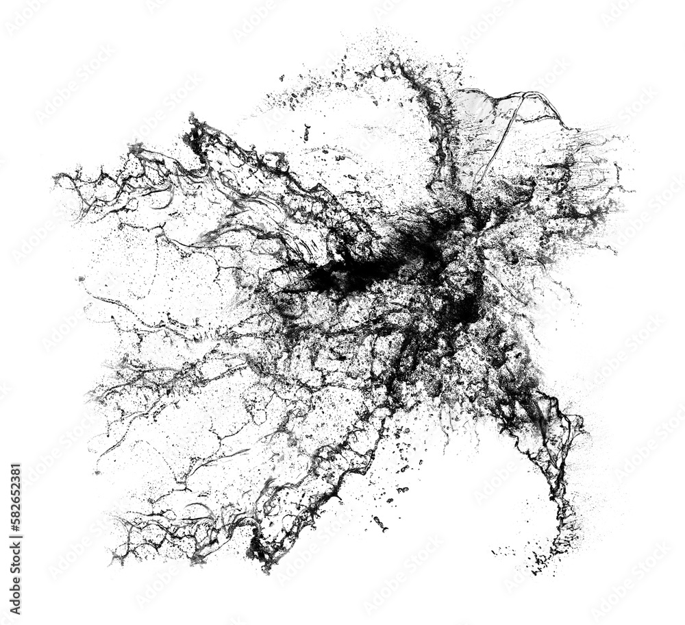 Black water splash isolated on transparent background. Royalty high ...