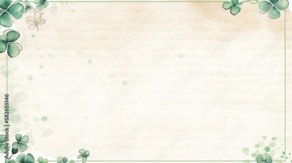 Stylish Shamrock Border on Blank Letterhead with Watercolor and Journal ...
