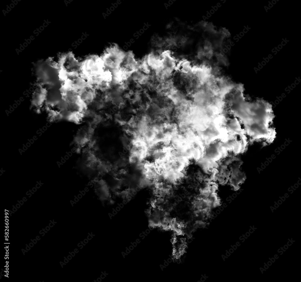 ภาพประกอบสต็อก Abstract white puffs of smoke swirl overlay on black ...