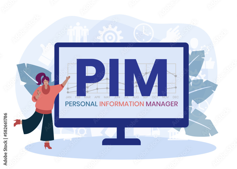PIM - Personal Information Manager acronym. business concept background. vector illustration ...