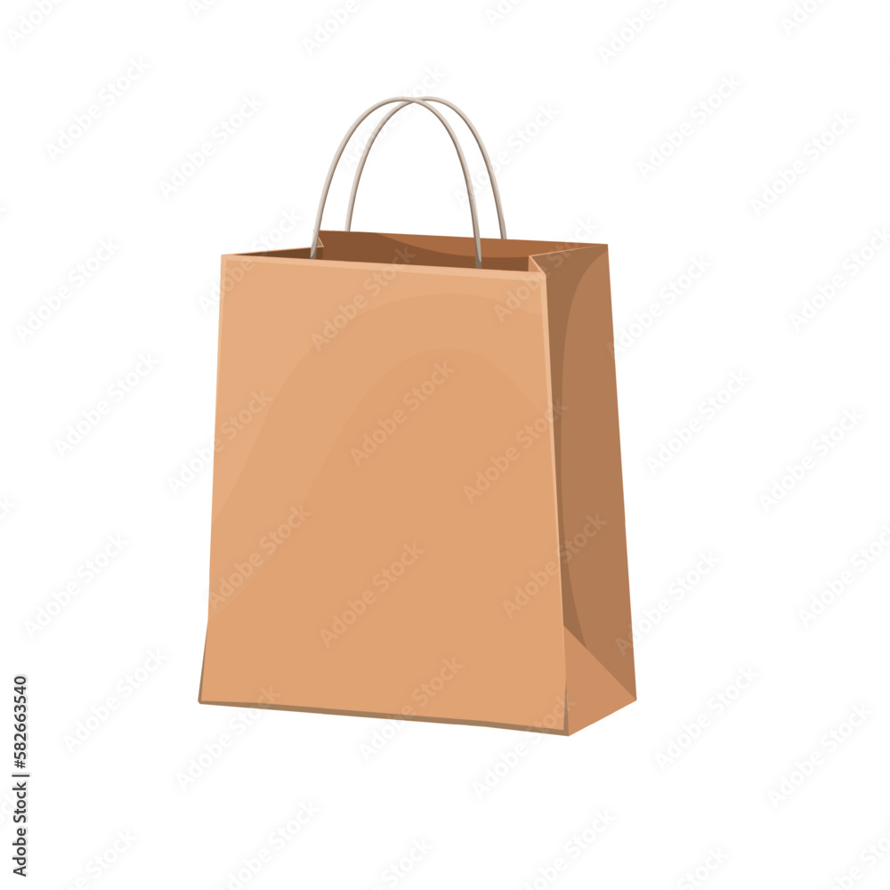 Paper bag with handles vector illustration. Cartoon isolated brown ...