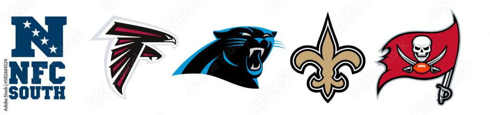 Vector logos of American Football Conference South teams. Atlanta ...