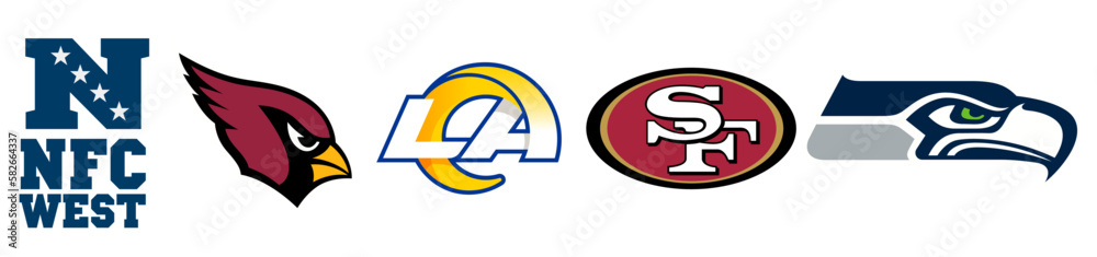 Vector logos of National Football Conference West teams. Arizona ...