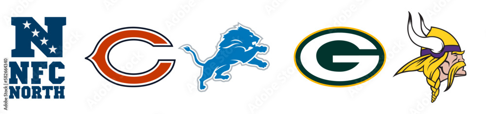 Vector logos of National Football Conference East teams. Chicago Bears ...