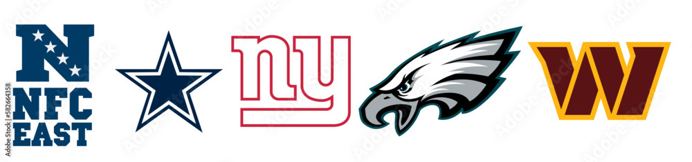Vector logos of National Football Conference East teams. Dallas Cowboys ...