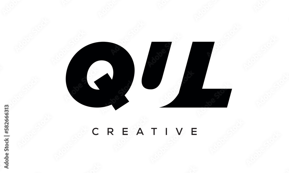 QUL letters negative space logo design. creative typography monogram ...