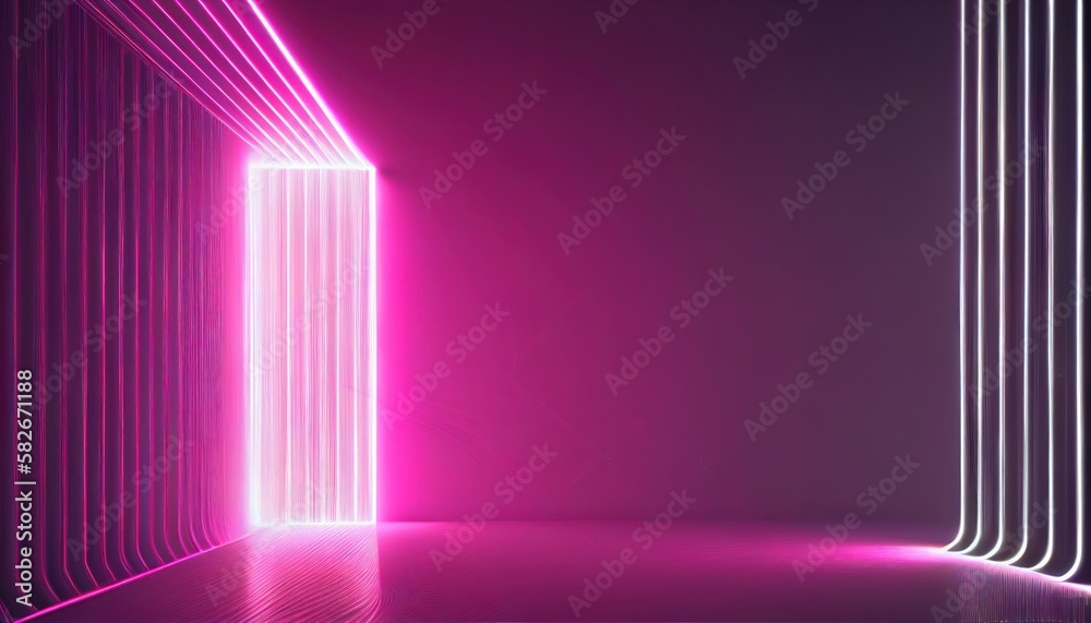 Abstract futuristic neon background. Linear lines of light.Neon Sci Fi ...