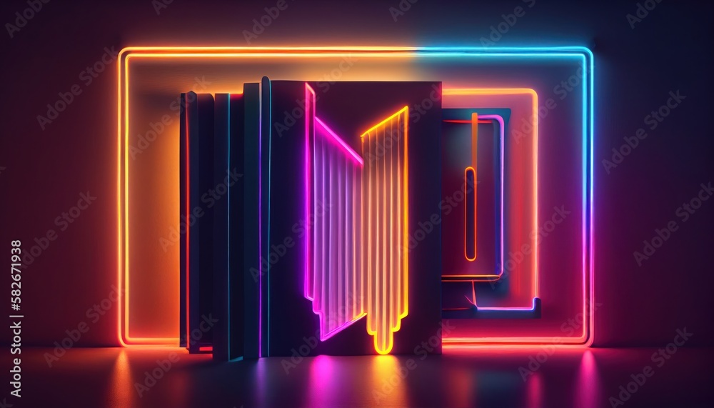 Abstract futuristic neon background. Linear lines of light.Neon Sci Fi ...