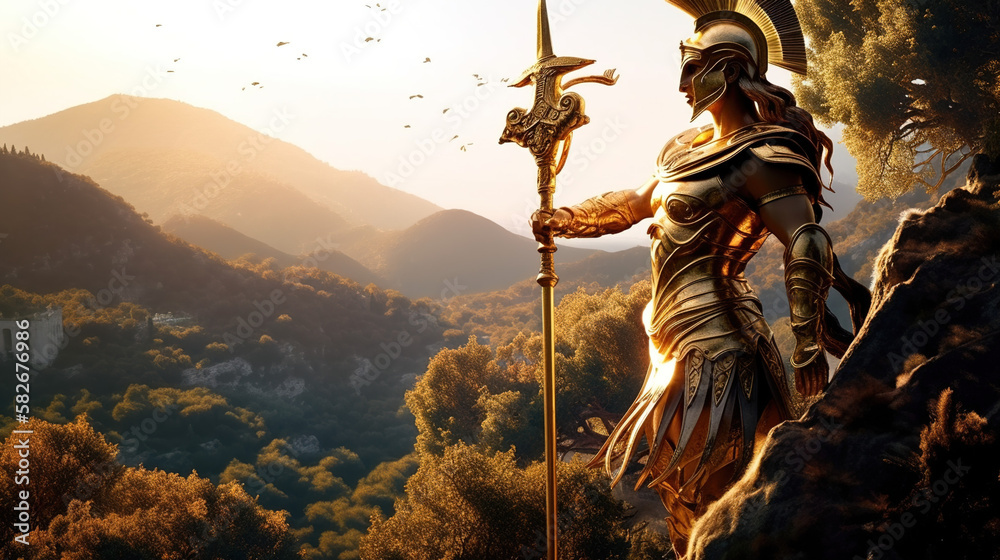 Greek Goddess Athena - Goddess of wisdom and war Stock Illustration ...