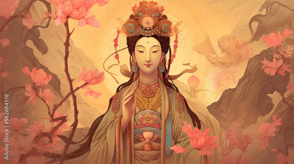 Chinese Goddess Guan Yin - Goddess of compassion and mercy Stock ...
