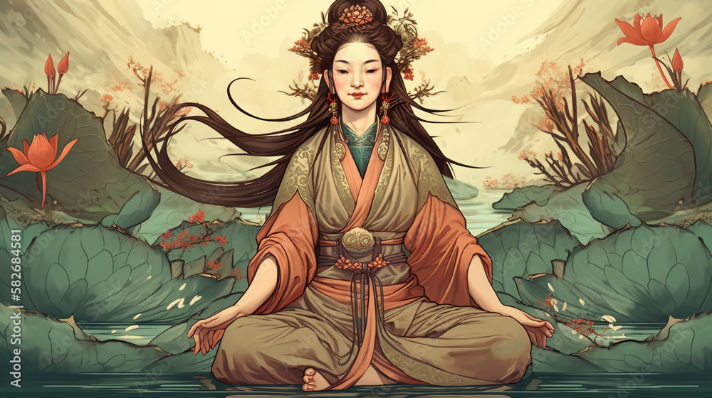 Chinese Goddess Guan Yin - Goddess of compassion and mercy Stock ...