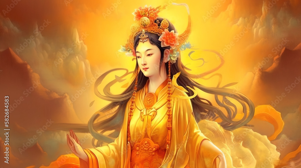 Chinese Goddess Guan Yin - Goddess of compassion and mercy Stock ...