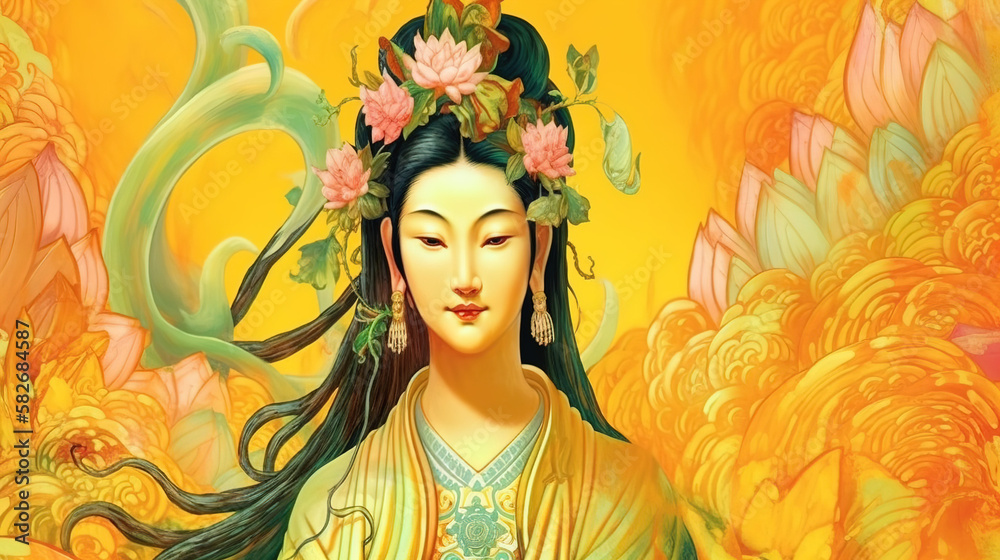 Chinese Goddess Guan Yin - Goddess of compassion and mercy Stock ...