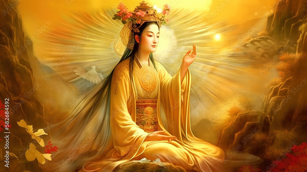 Chinese Goddess Guan Yin - Goddess of compassion and mercy Stock ...